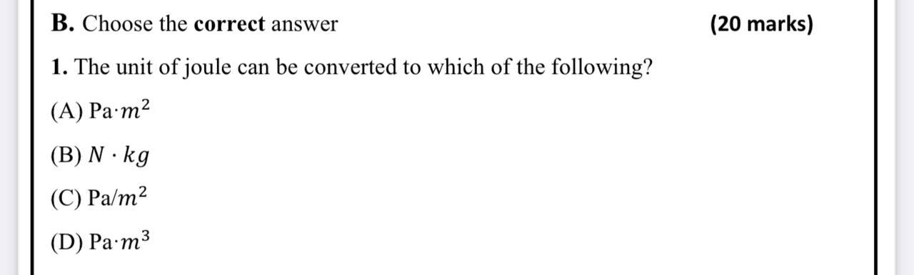 Solved B. Choose the correct answer (20 marks) 1. The unit | Chegg.com