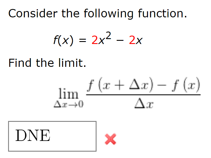 Solved Consider the following function. f(x) - 2x2 - 2x Find | Chegg.com