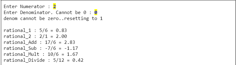 Solved 8. Rational Arithmetic I A rational number is a | Chegg.com
