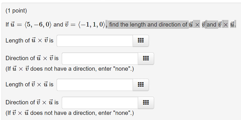 Solved How do you find the length and direction of u x v? | Chegg.com