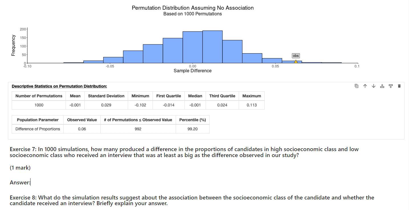Solved Permutation Distribution Assuming No Association