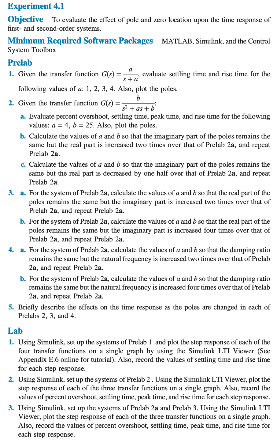 Solved 4. Using Simulink, set up the systems of Prelab 2a | Chegg.com