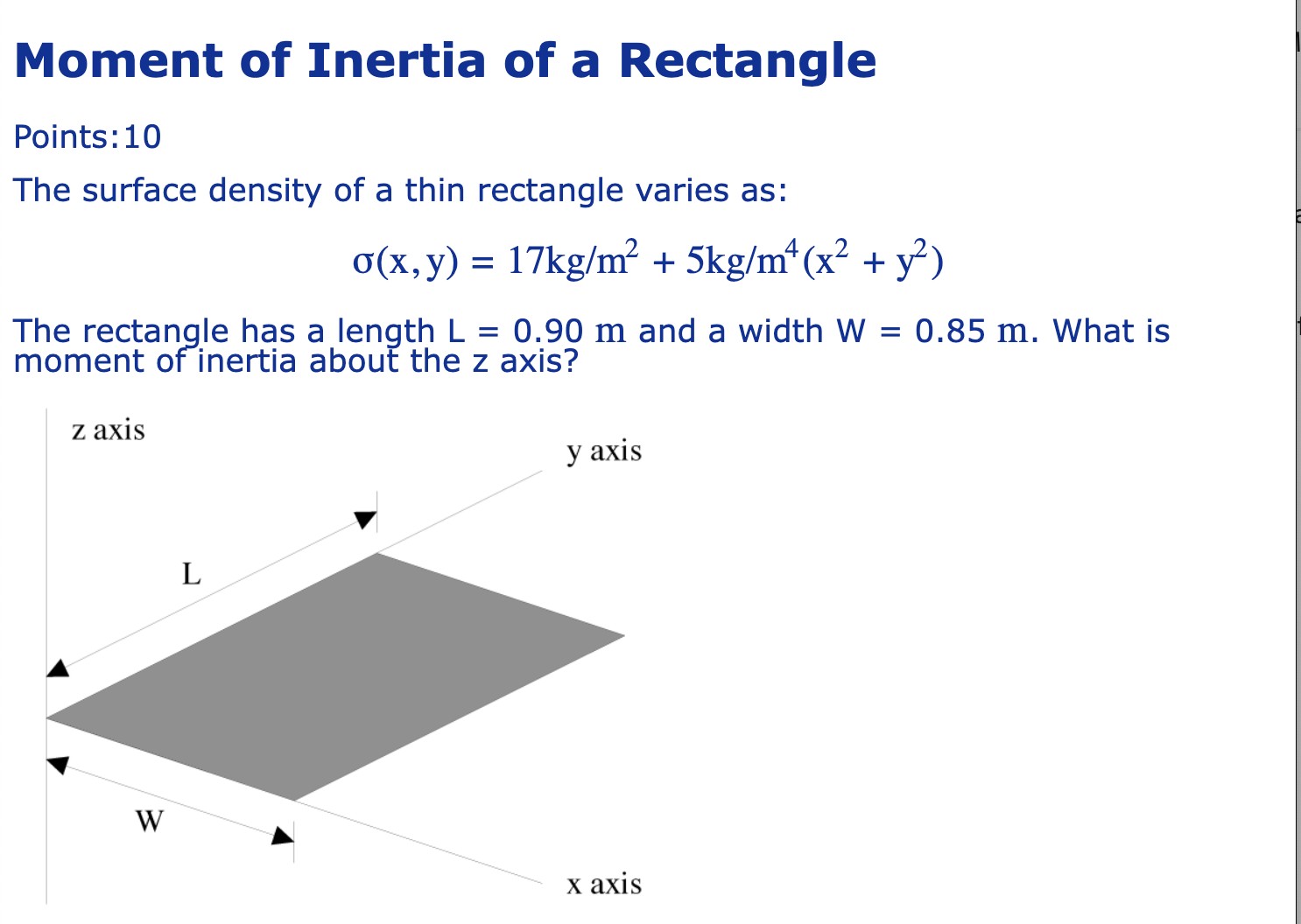 Solved Moment of Inertia of a Rectangle Points:10 The | Chegg.com