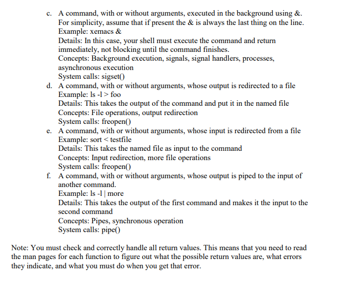 Programming Assignment Writing A Shell Due Date