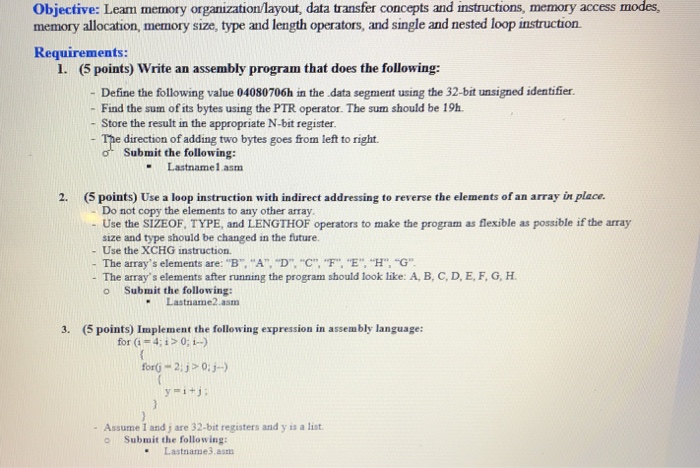 Solved Objective: Leam memory organizationlayout, data | Chegg.com