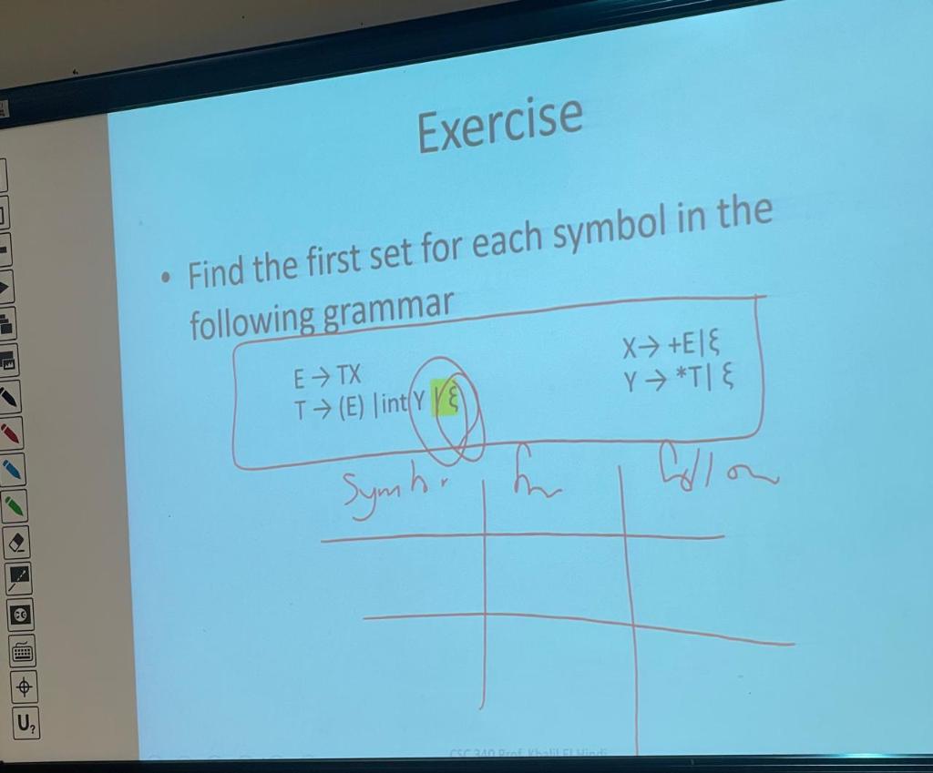 Solved Exercise - Find the first set for each symbol in the | Chegg.com