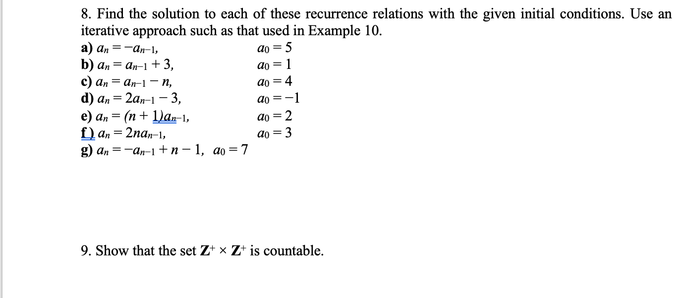 Solved 8 Find The Solution To Each Of These Recurrence