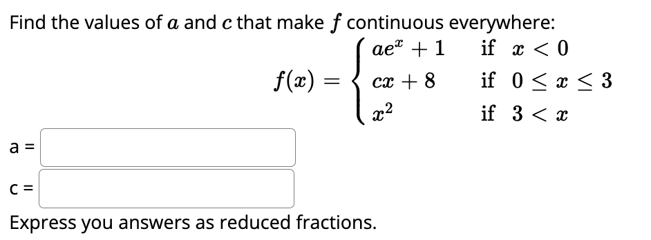 Solved For what value of the constant c is the function f | Chegg.com