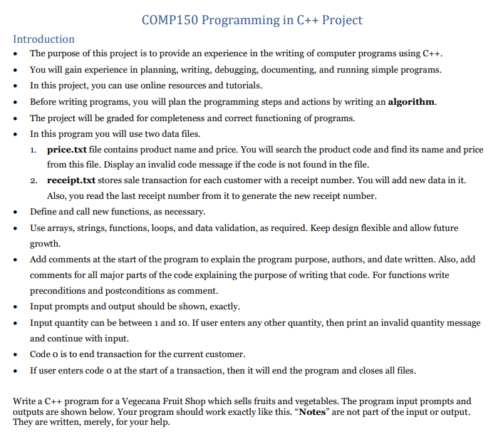 Solved Introduction - The purpose of this project is to | Chegg.com