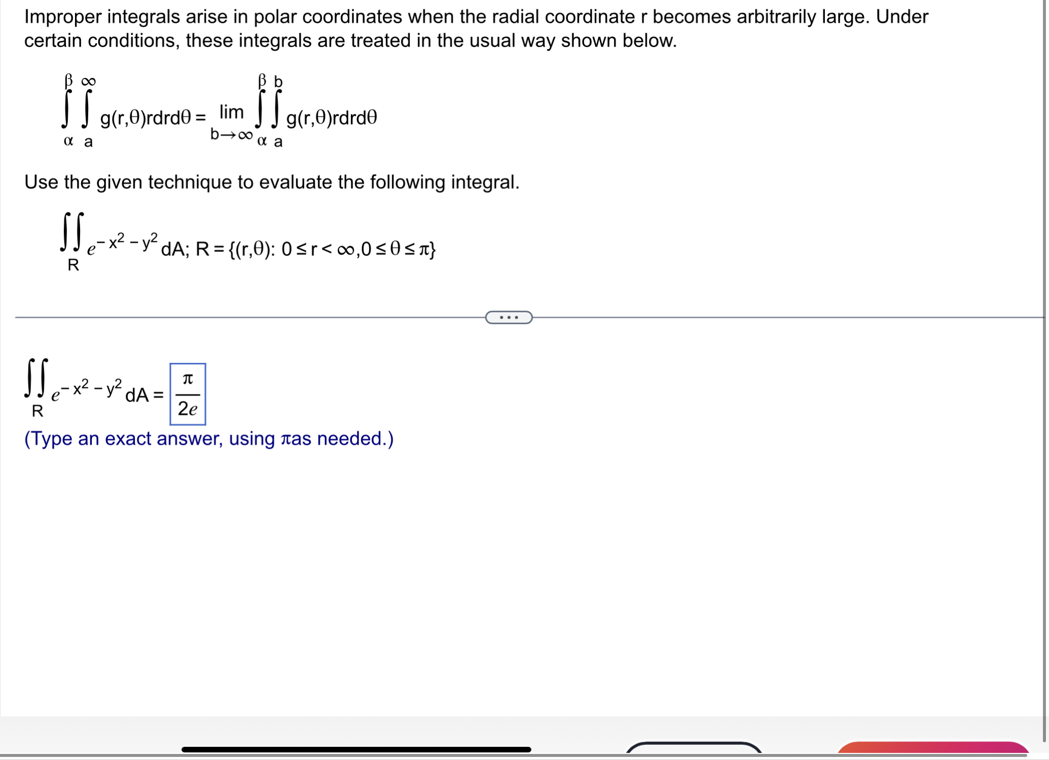Solved Improper integrals arise in polar coordinates when | Chegg.com