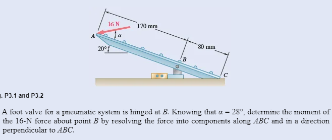 Solved A foot valve for a pneumatic system is hinged at B. | Chegg.com