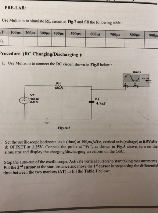Solved PRE-LAB: Use Multisim to simulate RL circuit at Fig.7 | Chegg.com