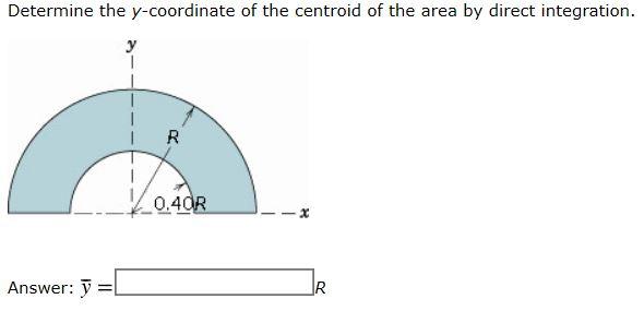 Solved Determine the y-coordinate of the centroid of the | Chegg.com