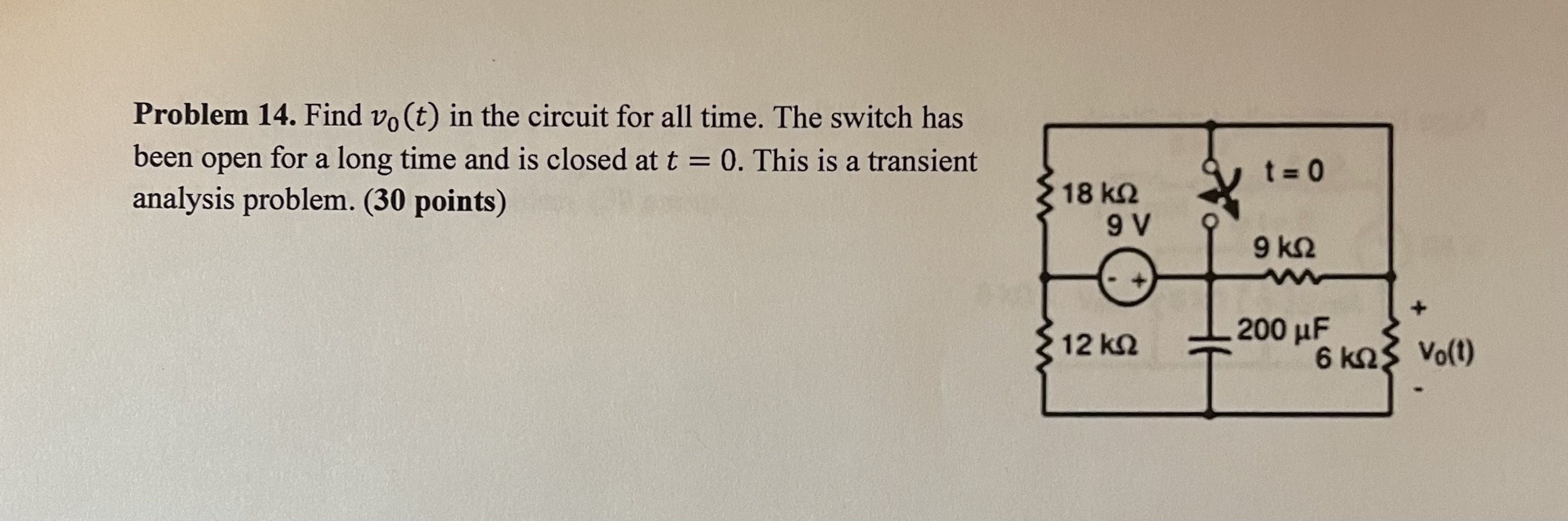 Solved Problem 14. Find v0(t) in the circuit for all time. | Chegg.com