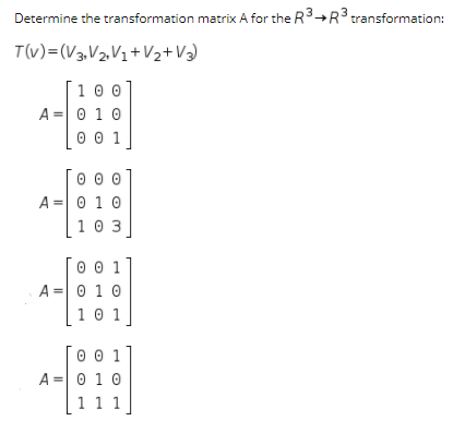 Determine the transformation matrix A for the R3 R3 | Chegg.com