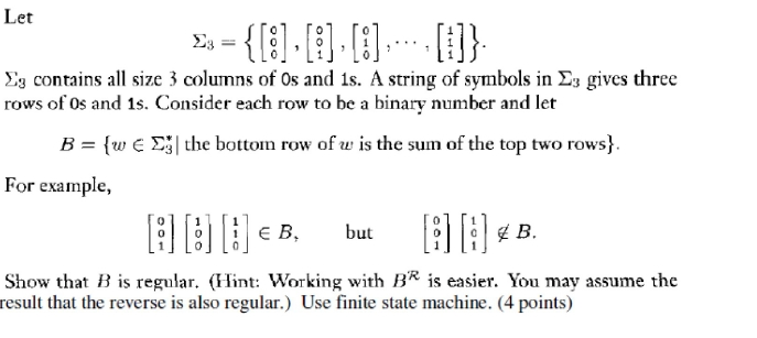 Let Eg contains all size 3 columns of Os and 1s. A | Chegg.com