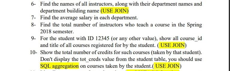 Solved the tables of this database: drop table prereq; drop | Chegg.com