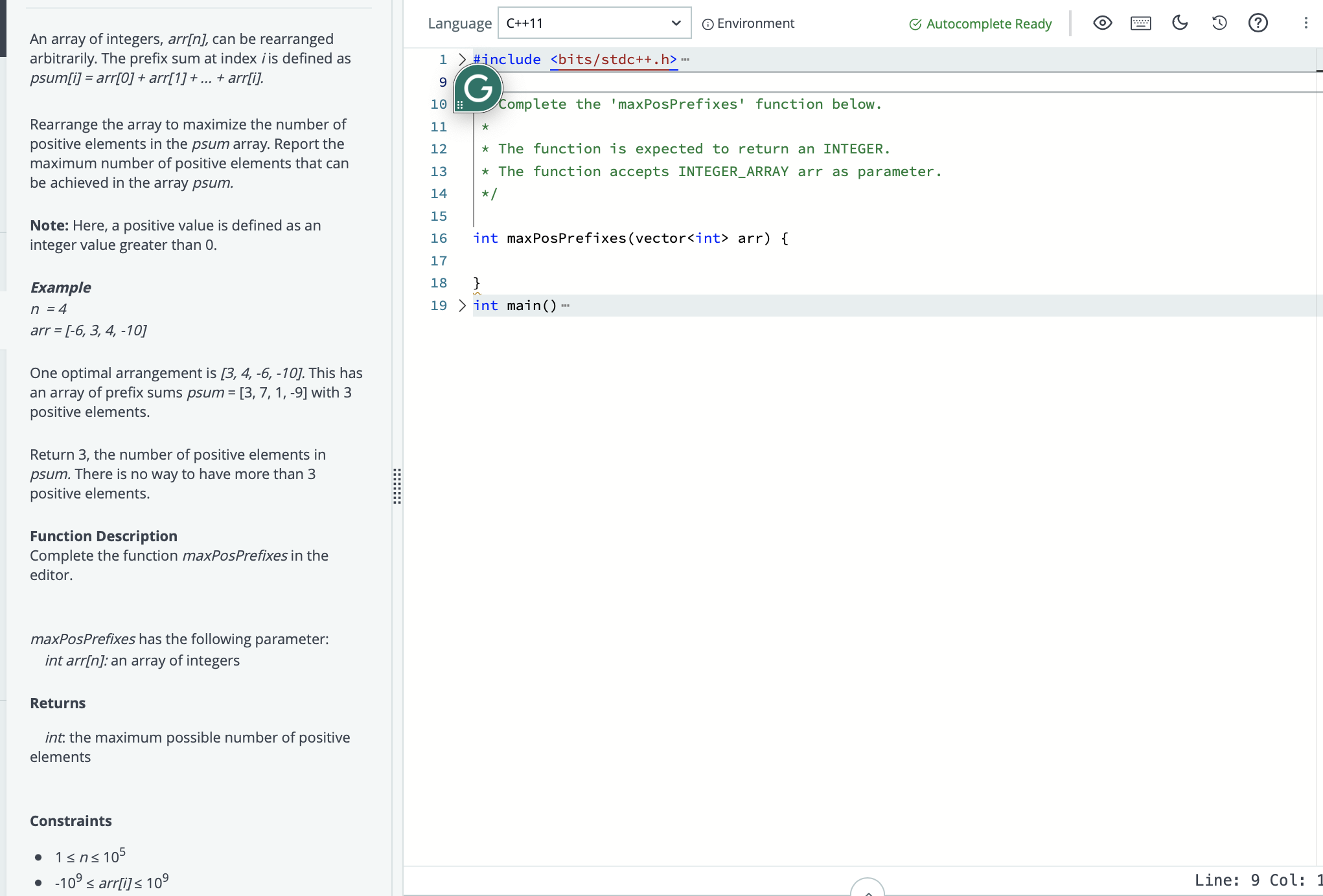 Solved Complete the 'maxPosPrefixes' function below.The | Chegg.com