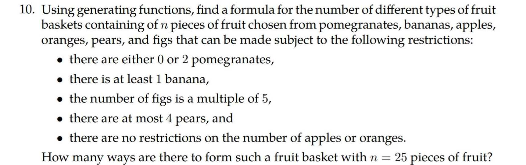 Solved 10. Using generating functions, find a formula for | Chegg.com