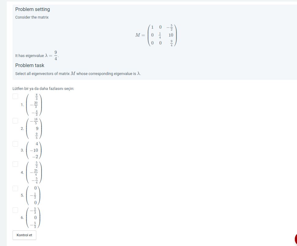 Solved Problem setting Consider the matrix | Chegg.com