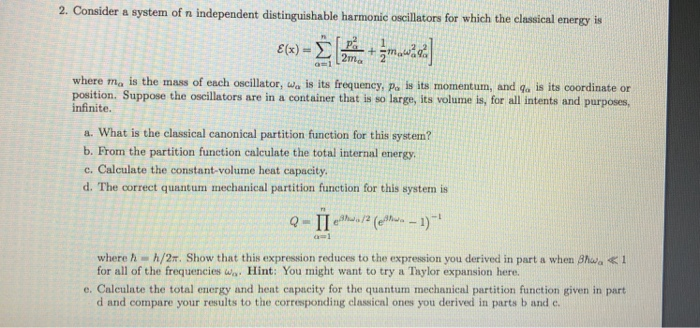 Solved 2. Consider a system of n independent distinguishable | Chegg.com