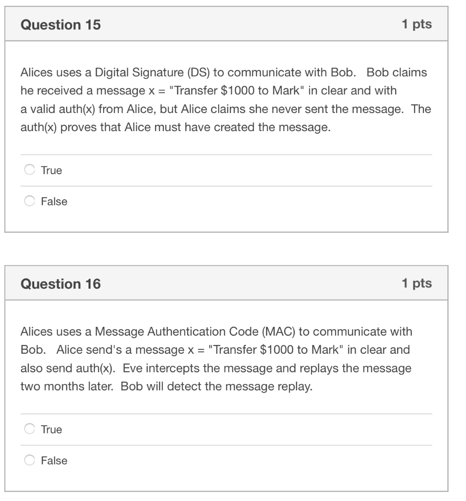 Solved (Cyber Security) (T or F) Choose the Correct multiple | Chegg.com