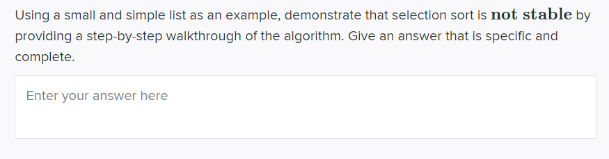Solved Using a small and simple list as an example, | Chegg.com