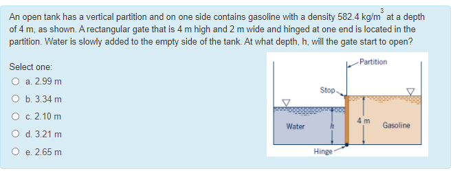 Solved An open tank has a vertical partition and on one side | Chegg.com