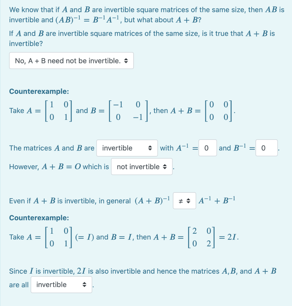 Solved We know that if A and B are invertible square | Chegg.com