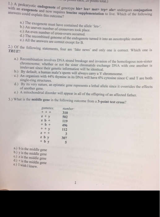 Solved A prokaryotic endogenote of genotype his+ leu+ met+ | Chegg.com