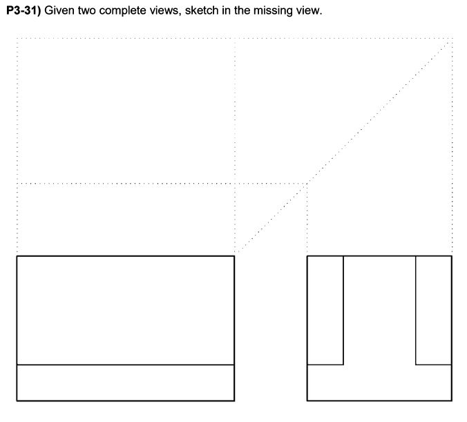 Solved P3-31) Given two complete views, sketch in the | Chegg.com