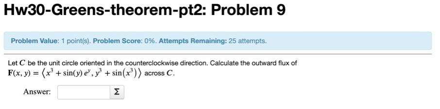 Solved Hw30-Greens-theorem-pt2: Problem 9 Problem Value: 1 | Chegg.com