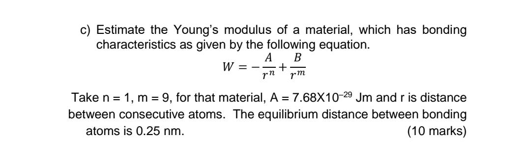 Solved c) Estimate the Young's modulus of a material, which | Chegg.com