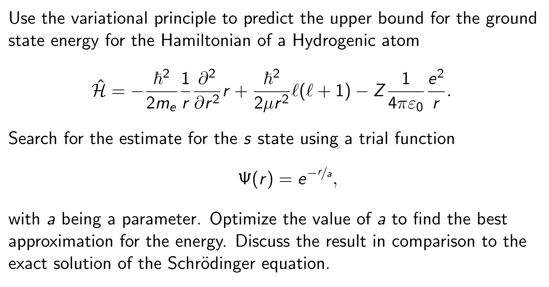 Solved Use the variational principle to predict the upper | Chegg.com