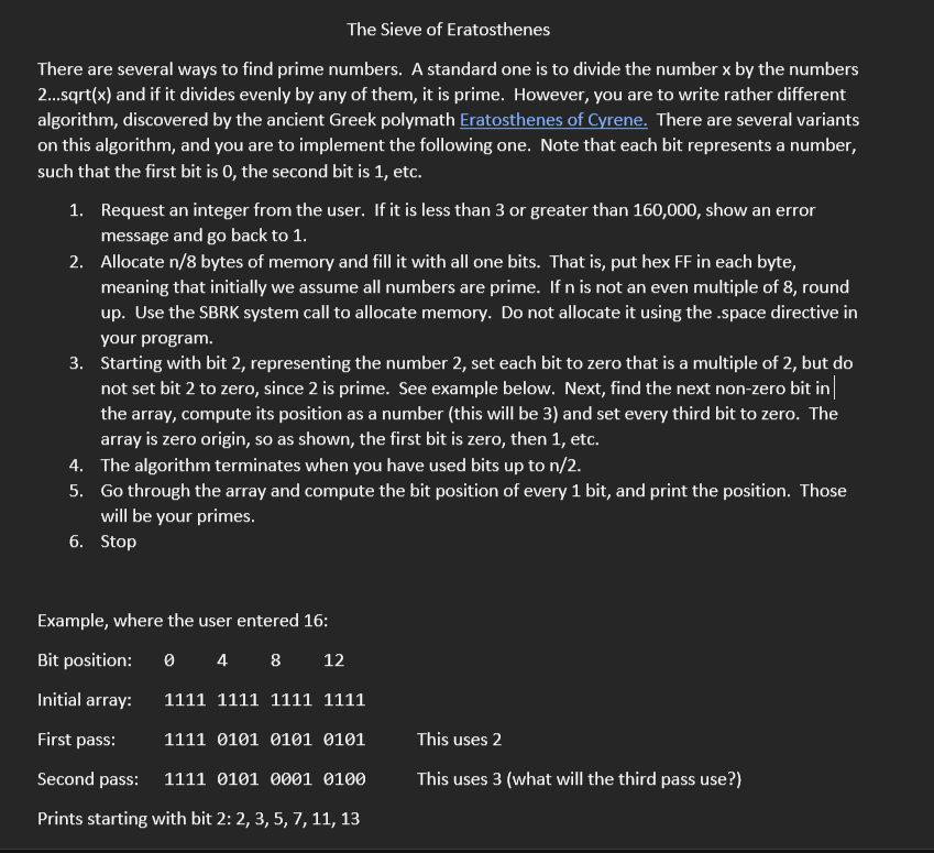 Solved The Sieve of Eratosthenes There are several ways to | Chegg.com