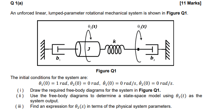 Solved Q 1(a) [11 Marks] An unforced linear, | Chegg.com