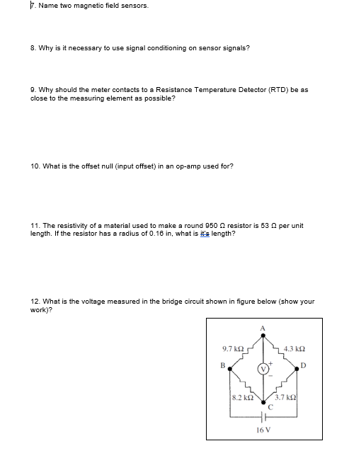 Solved 7. Name two magnetic field sensors. 8. Why is it | Chegg.com