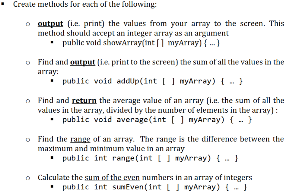 Solved Question 1: Array practice -processing simple numeric | Chegg.com