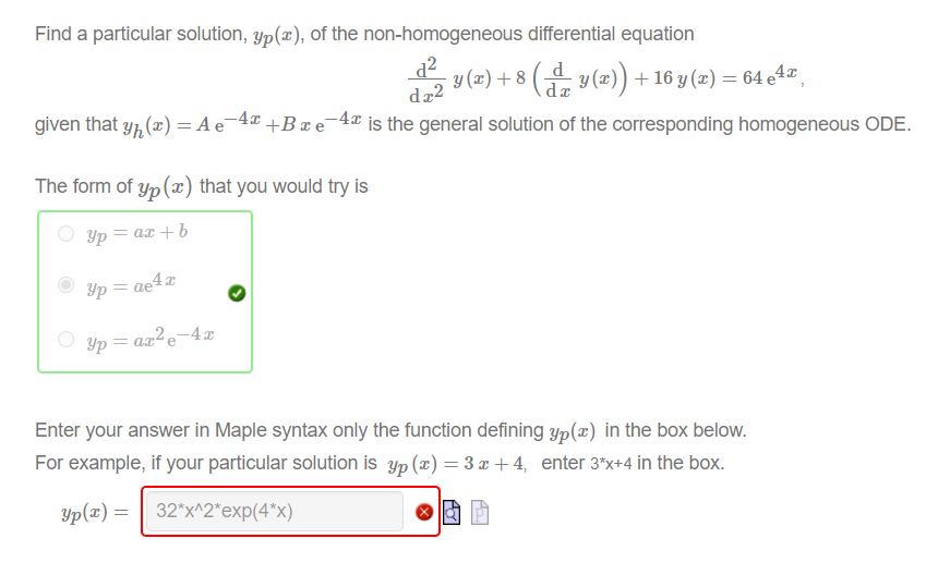 Solved Find a particular solution, yp(2), of the | Chegg.com