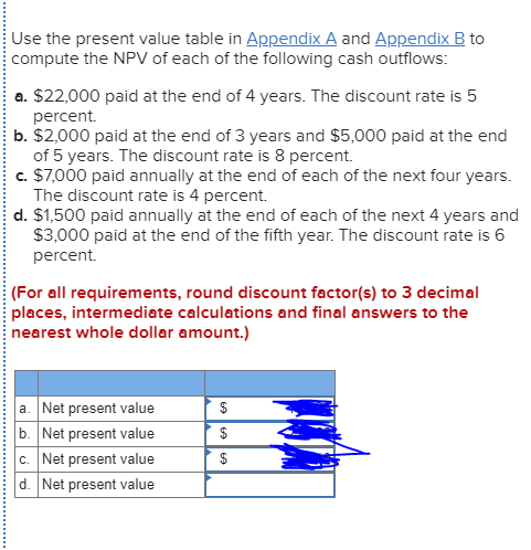 Solved Use the present value table in Appendix A and | Chegg.com