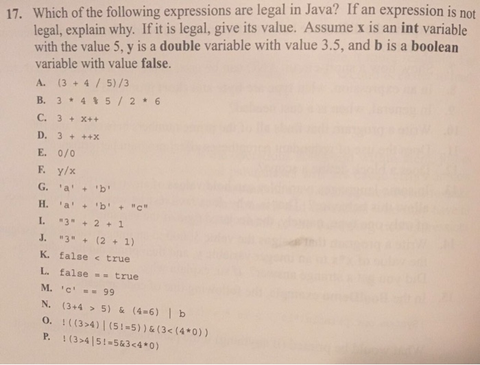 Solved 17. Which of the following expressions are legal in | Chegg.com