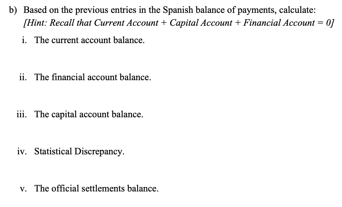b) Based on the previous entries in the Spanish | Chegg.com