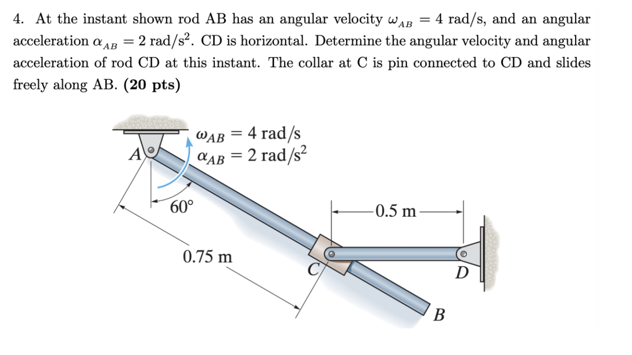 Solved 4. At the instant shown rod AB has an angular | Chegg.com