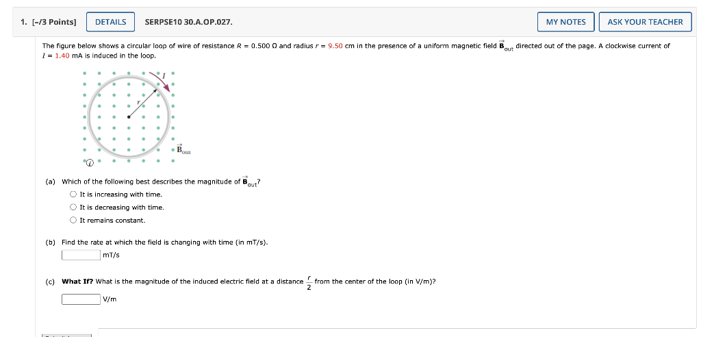 Solved The figure below shows a circular loop of wire | Chegg.com
