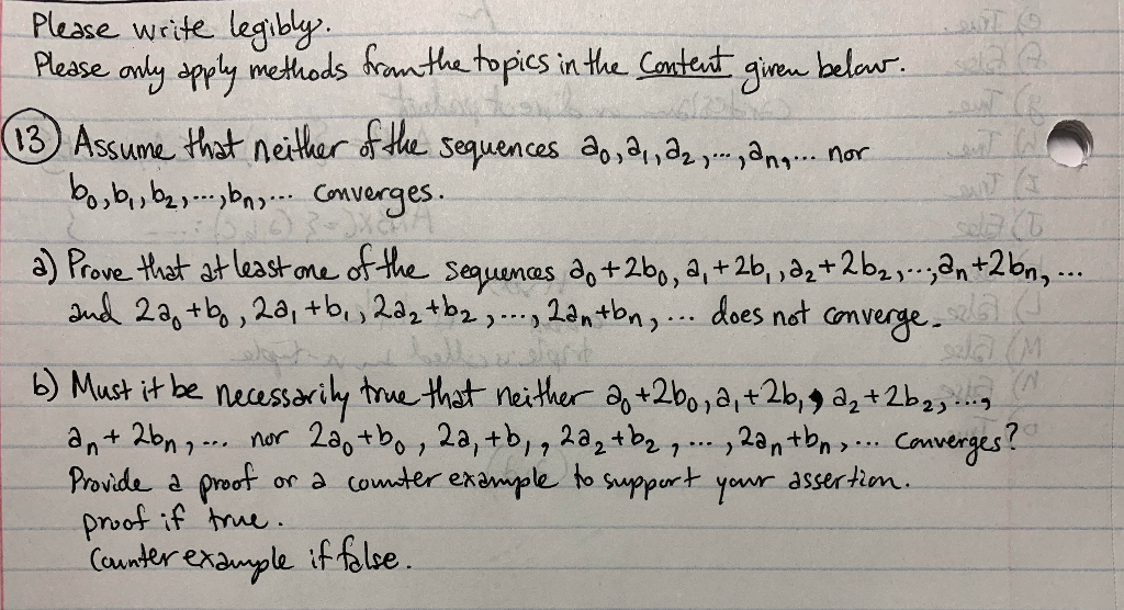 Solved Please write legibly. Please only apply methods from | Chegg.com
