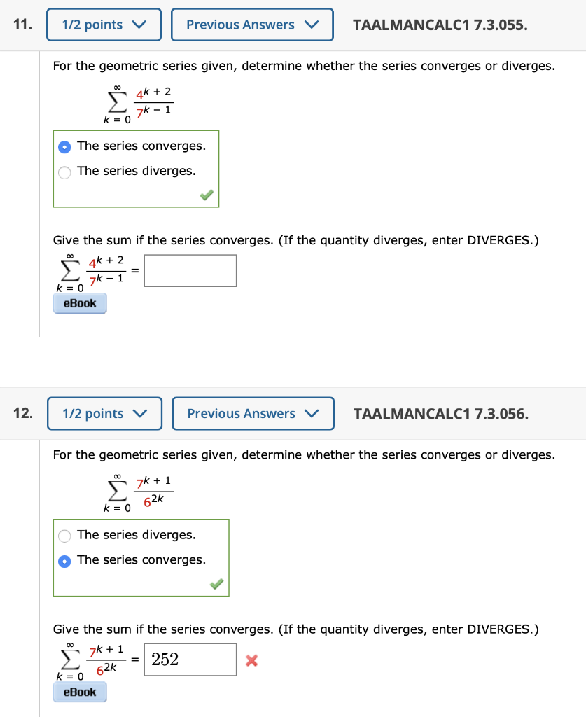 Solved 11. | 1/2 points v || Previous Answers v TAALMANCALC1 | Chegg.com