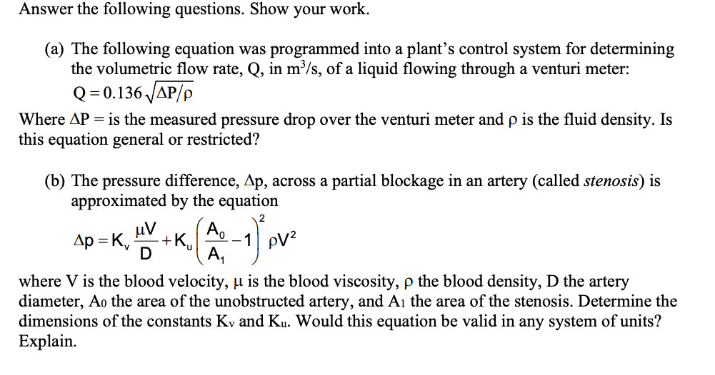 Solved Answer the following questions. Show your work. (a) | Chegg.com
