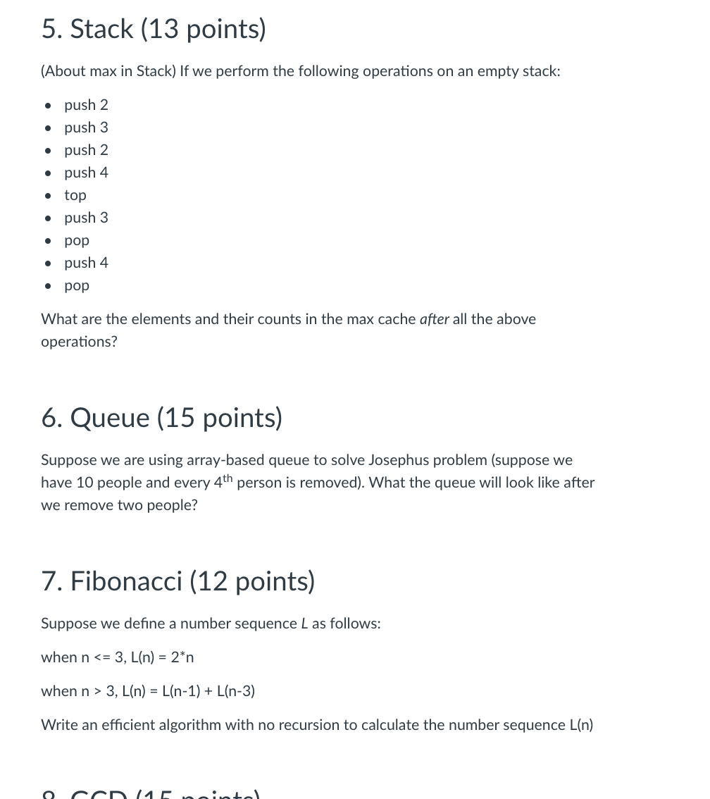 Solved 5. Stack (13 points) (About max in Stack) If we | Chegg.com