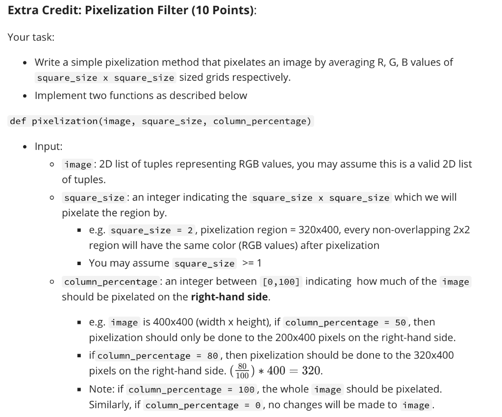 Solved Extra Credit Pixelization Filter 10 Points Your 