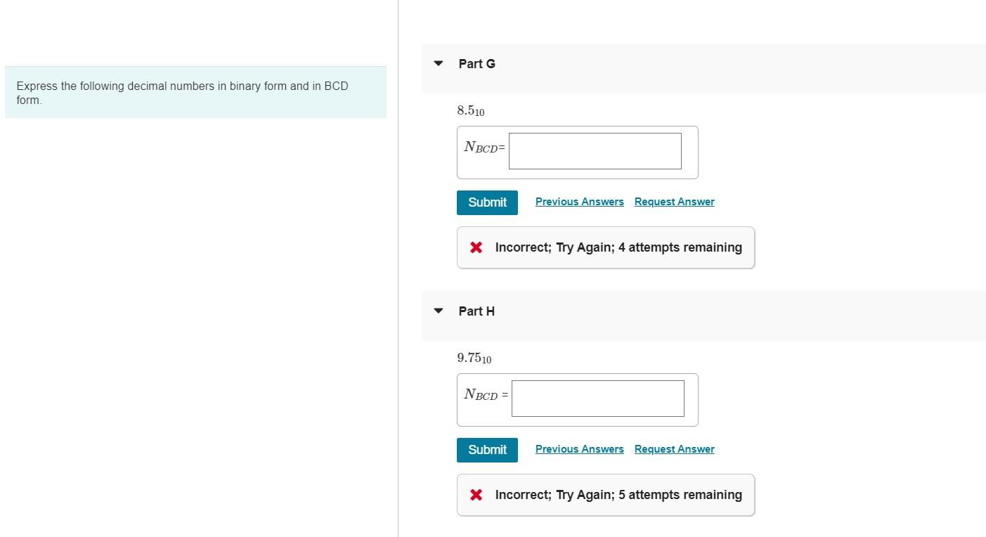Solved Express the following decimal numbers in binary form | Chegg.com